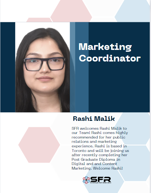 Welcome to the SFR Team Rashi Malik! - Systems for Research